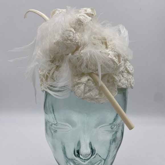 Accessories | Vintage White Pillbox Hat With Feathers Read | Poshmark